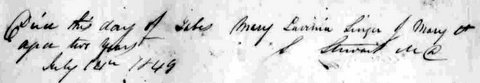 Two-year-old Mary Lavinia Singer died this date, July 14th, in 1849 and ...