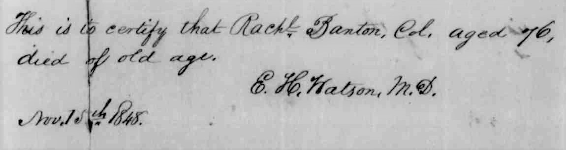Seventy-six-year-old Rachel Banton died on this date, November 15th, in ...