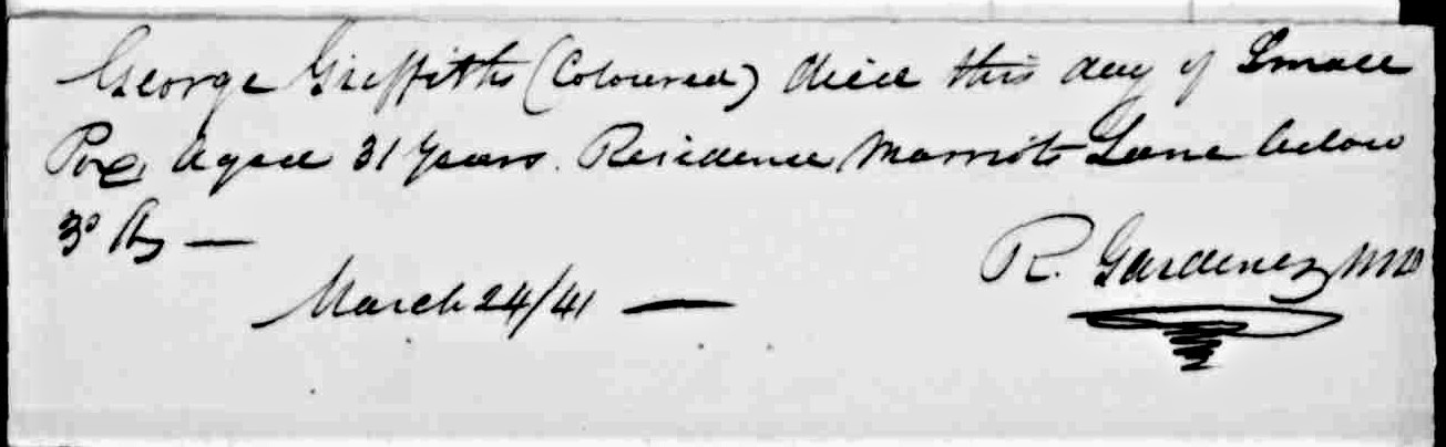 Thirty-one-year-old George Griffiths died this date, March 24th, in ...