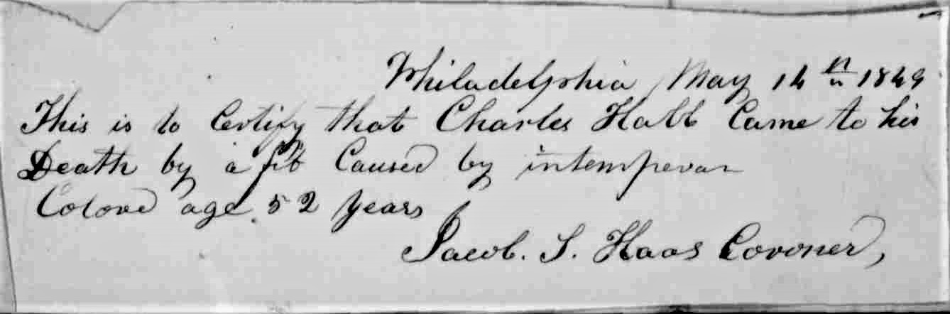 Fifty-two-old Charles Hall died this date, May 14th, in 1849 and was ...