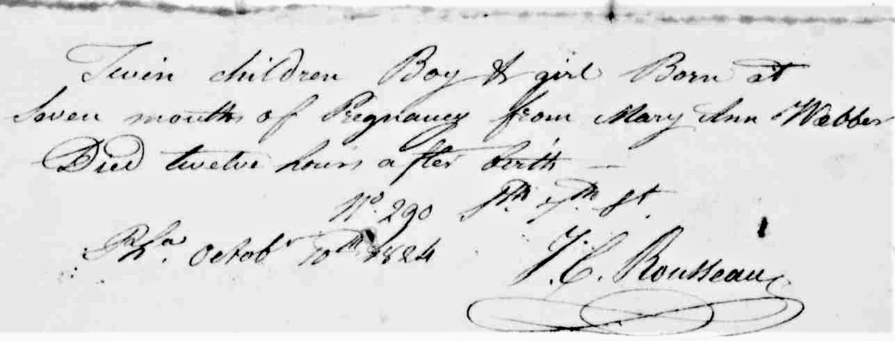 The 12-hour-old Webber twins died this date, October 10th, in 1824 and ...