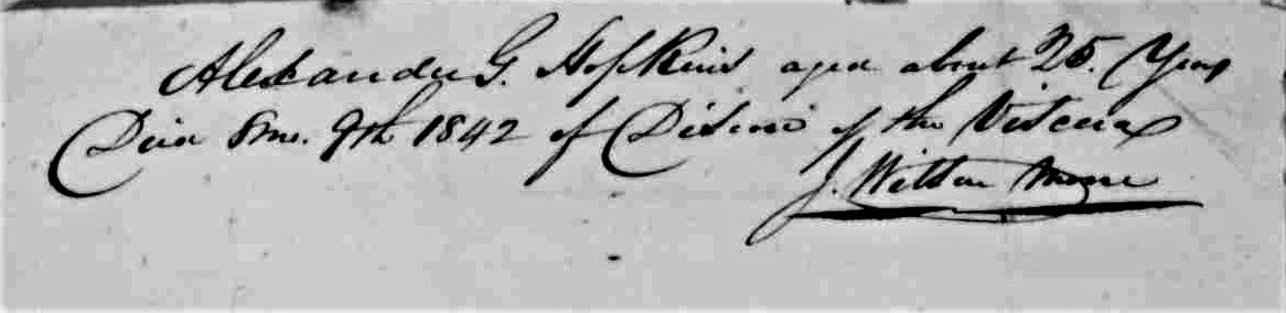 Twenty-five-year-old Alexander G. Hopkins died this date, August 9th ...